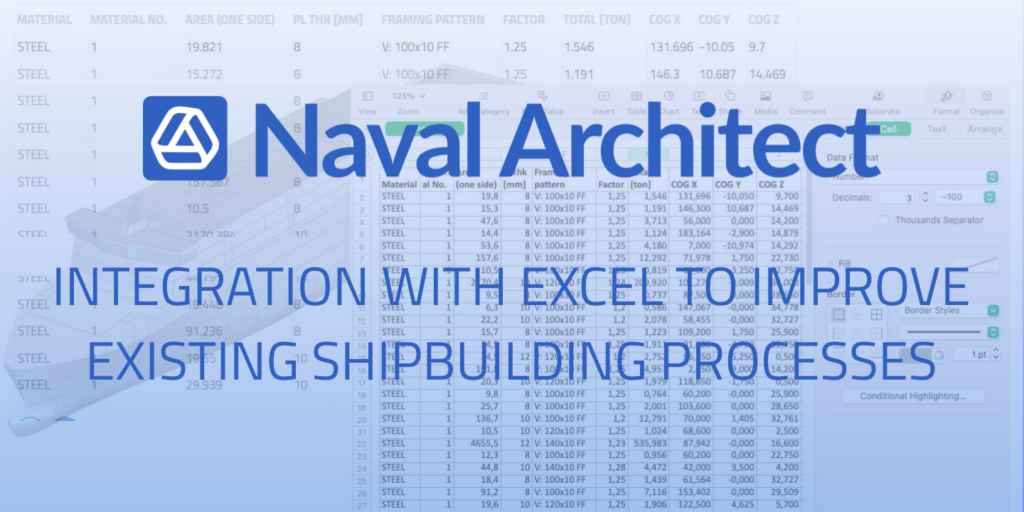 Integration with Excel to improve existing shipbuilding processes